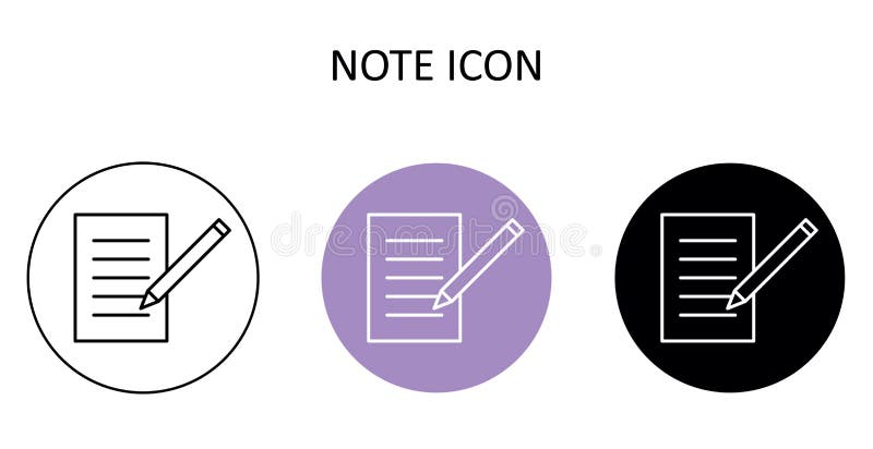 Vector Illustration with Note and Pencil. Outline Icon Stock Vector ...
