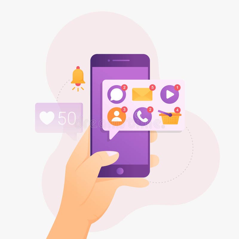 Vector Illustration of Notification of Some Applications in Smartphone ...
