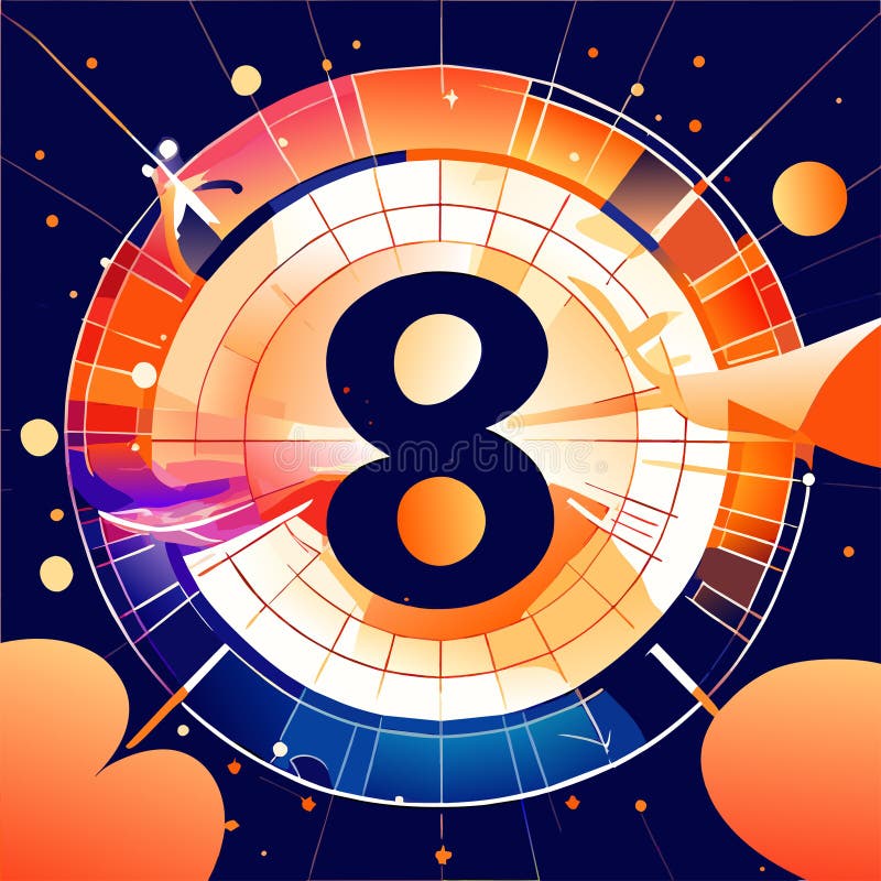 Vector Illustration of the Number Eight on the Background of the Solar ...