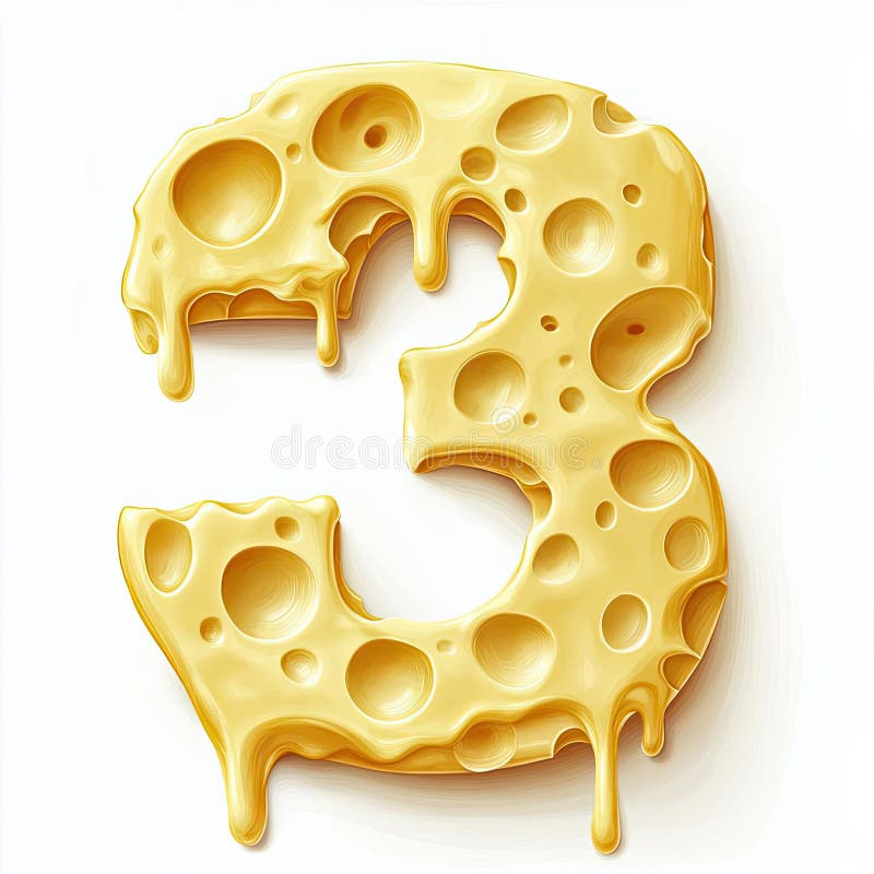 A Vector Illustration of the Number 3 Made Out of Cheese Stock ...