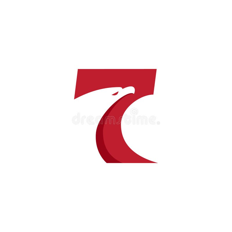 Vector Illustration of the Number Seven and Eagle Head for an Icon ...