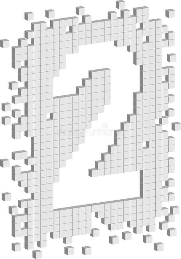 Three Dimensional Vector Number Two with Little White Cubes Stock ...