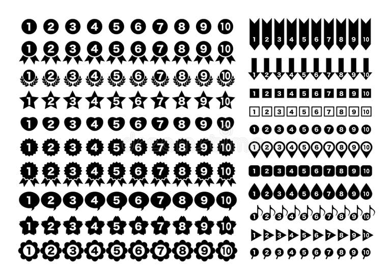 Vector Illustration of Numbers Icon Set. Numbers from 1 To 10 and ...