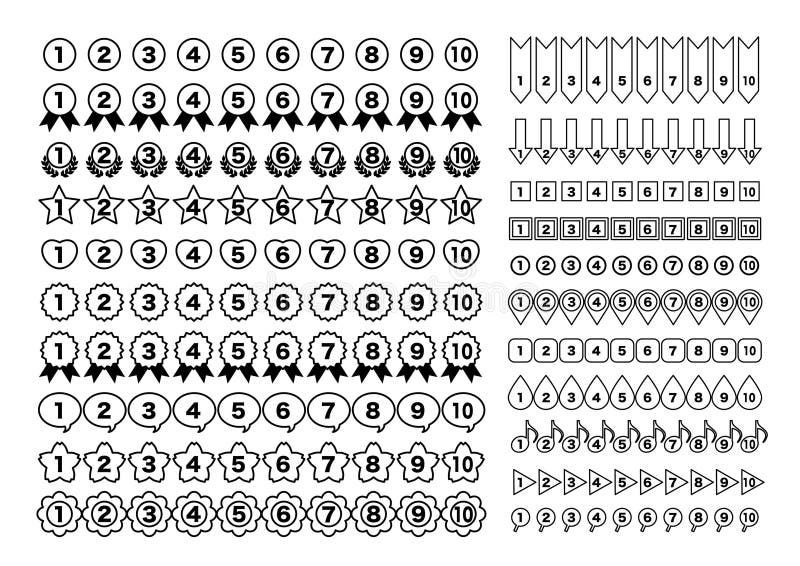 Vector Illustration of Numbers Icon Set. Numbers from 1 To 10 and ...