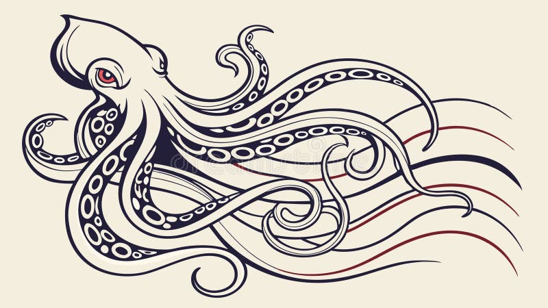 Octopus Abstract Lines Vector Illustration Marine Creature, Vector ...