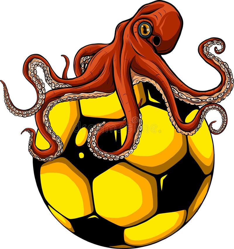 Vector Illustration of Octopus Wrapped Around a Soccer Ball Stock ...