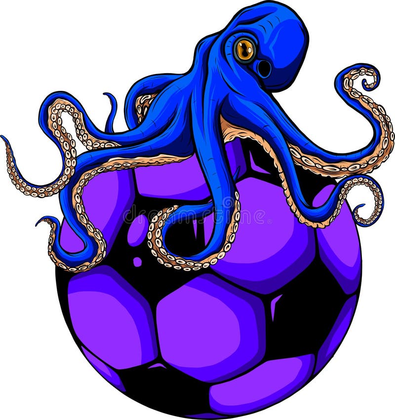 Vector Illustration of Octopus Wrapped Around a Soccer Ball on White ...