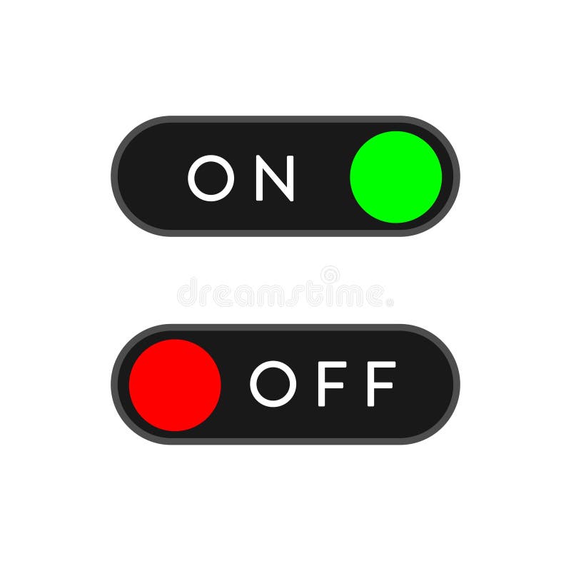 Vector Illustration of on and Off Icons. Mode Toggle Switches Stock ...