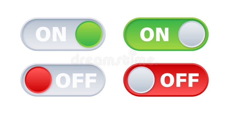 Vector Illustration of on and Off Toggle Switch Buttons in Green and ...