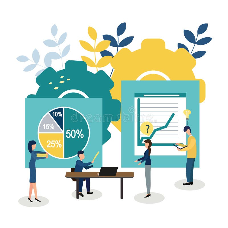 Vector Illustration Office Staff Training. Team Thinking Stock ...