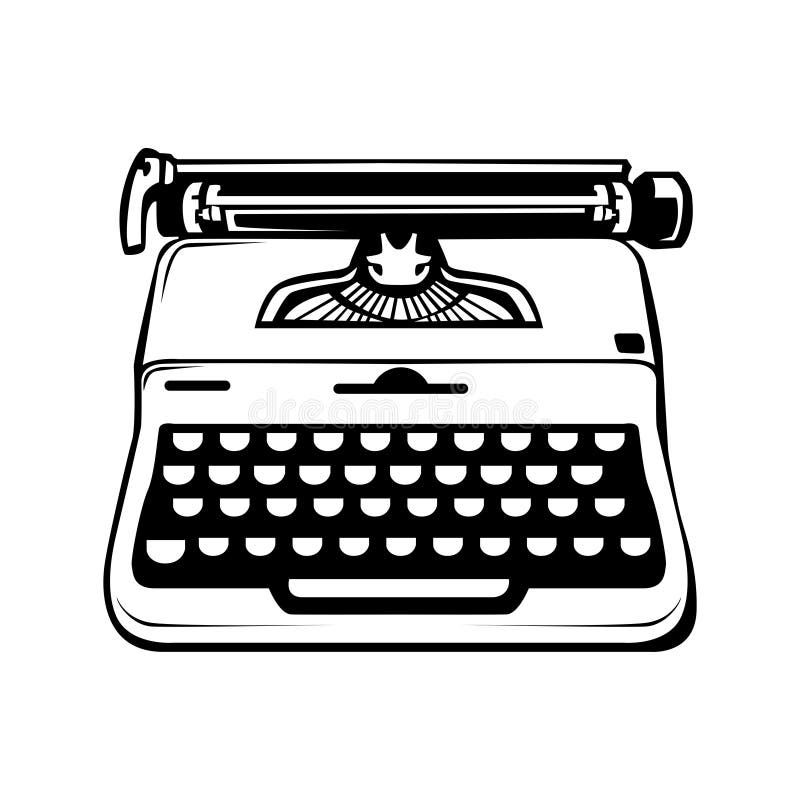 Vector Illustration of Old Black and White Typewriter Stock ...