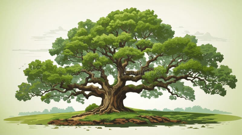 Oak Tree Illustration Background Stock Illustration - Illustration of ...