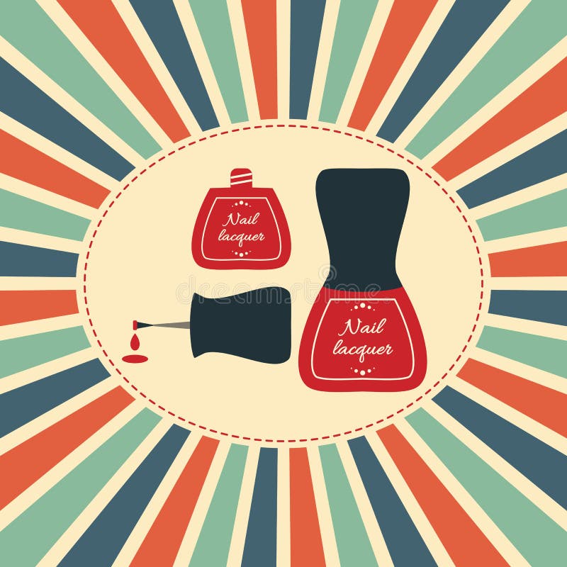 Vector Illustration. Old Nail Polish Bottle with Red Lacquer Drop in ...