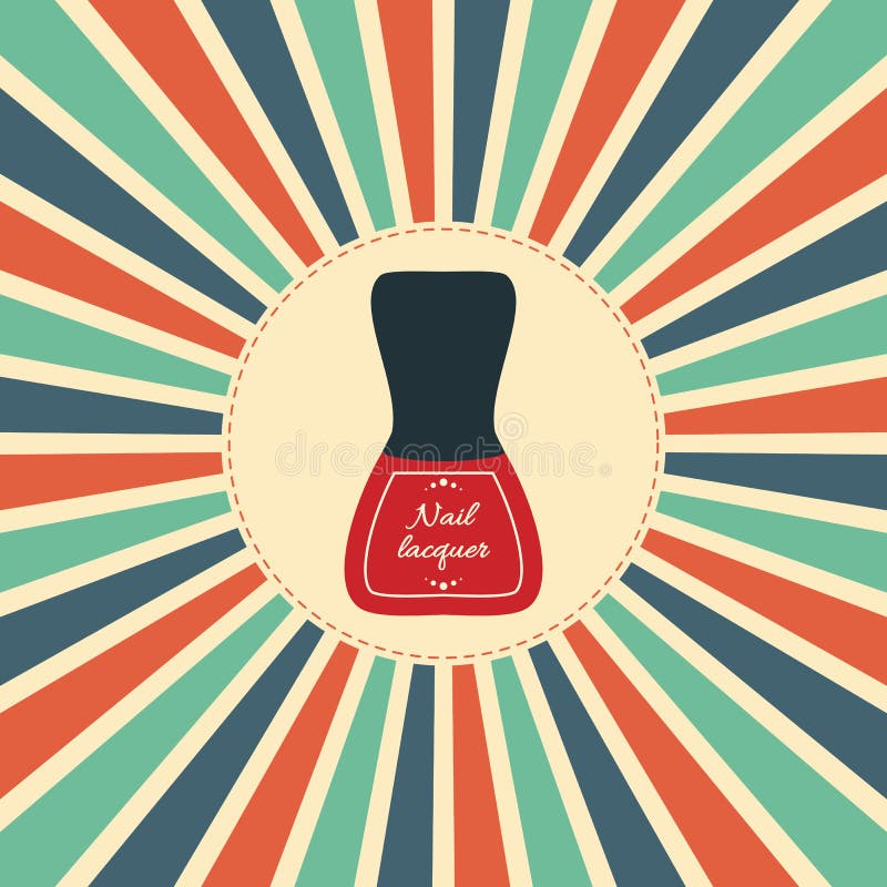 Vector Illustration. Old Nail Polish Bottle with Red Lacquer Drop in ...