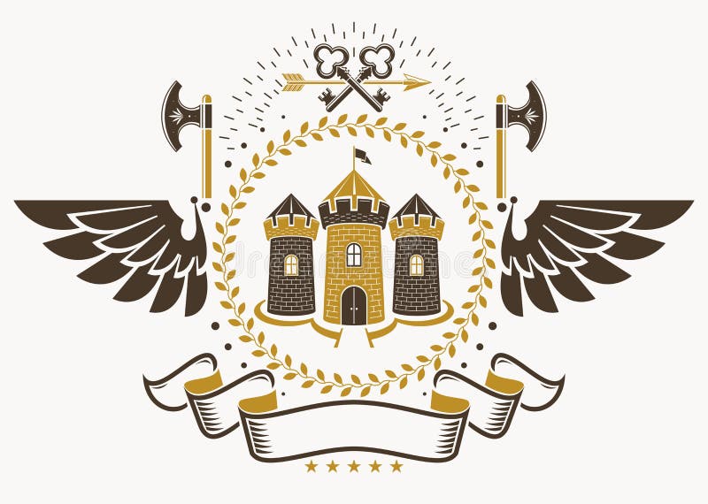 Vector Illustration of Old Style Heraldic Emblem Made with Keys Stock ...