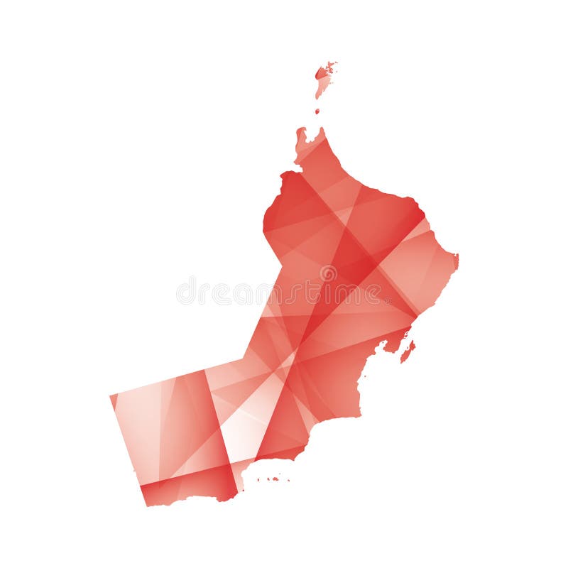 Vector Illustration of Oman Map with Red Colored Geometric Shapes Stock ...