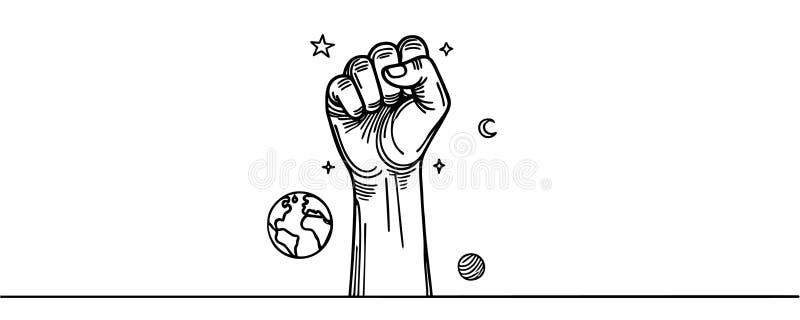Vector Illustration. One-line Drawing of a Human Fist. Stock ...