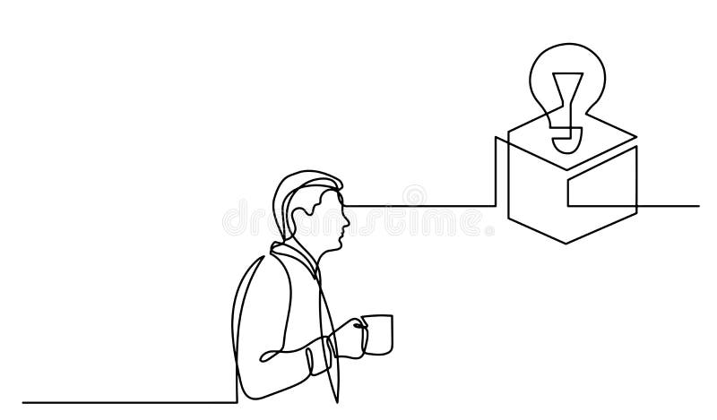 One Line Drawing of Person Thinking Solving Problems Finding Solutions ...