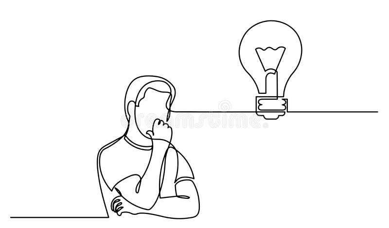 One Line Drawing of Person Thinking Solving Problems Finding Solutions ...
