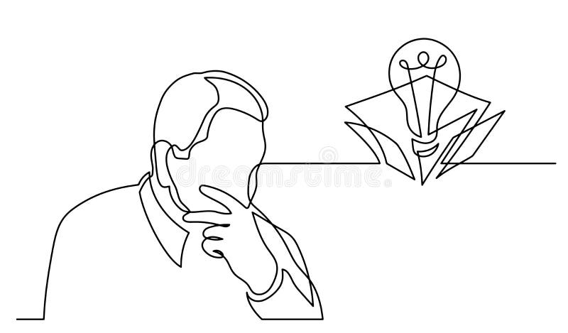 One Line Drawing of Person Thinking Solving Problems Finding Solutions ...
