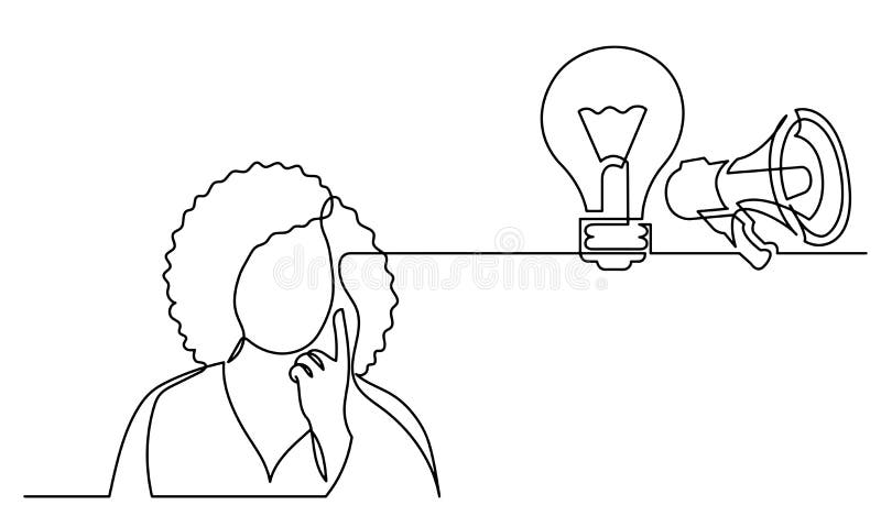 One Line Drawing of Woman Thinking Solving Problems Finding Solutions ...