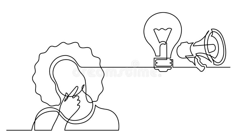 One Line Drawing of Woman Thinking Solving Problems Finding Solutions ...