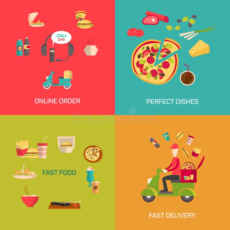 Online Food Order Icon. Black Vector Graphics Stock Vector ...