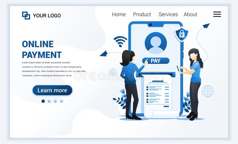 Vector Illustration of Online Payment Concept with Women Making Payment ...