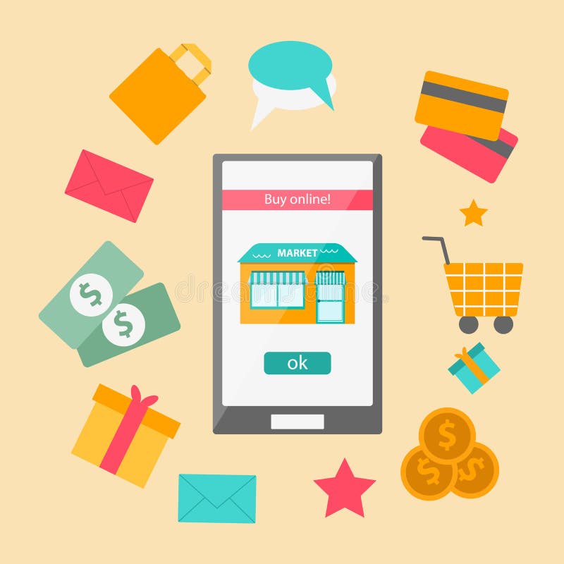 Vector Illustration on Online Shopping Theme Stock Vector ...