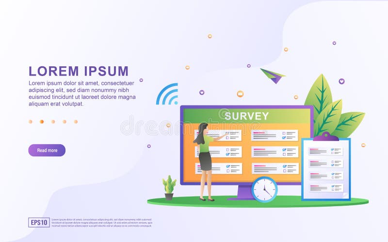 Vector Illustration of Online Survey and Questions with Question List ...