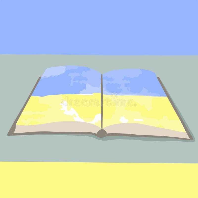 Vector Illustration of an Open Book with Blue and Yellow Pages. Stock ...