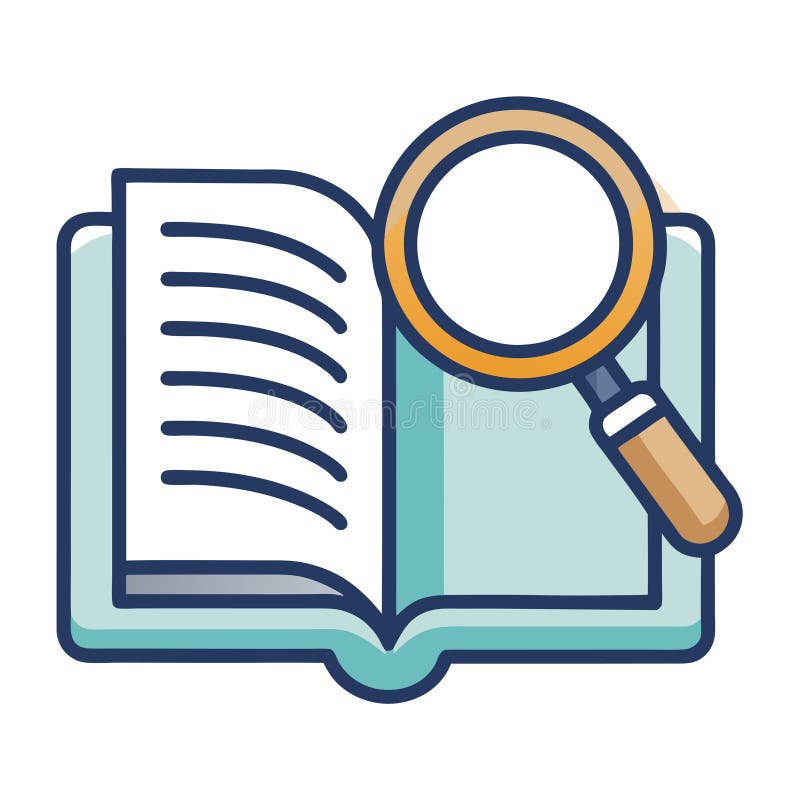 Book and Magnifying Glass Icon: Knowledge, Research, Education ...