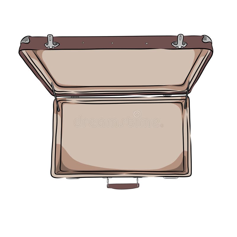 Vector Illustration of Open and Empty Vintage Suitcase Stock Vector ...