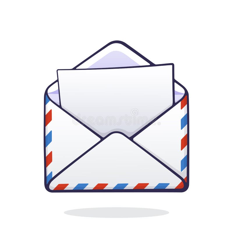 Vector Illustration. Opened Mail Envelope with Red and Blue Stripes ...