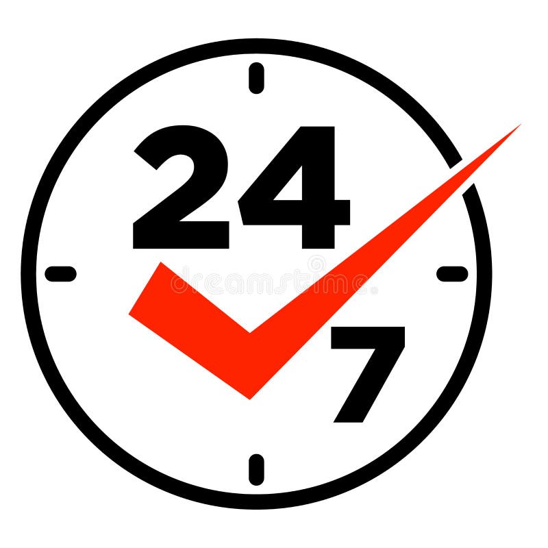 24 hour clock icon stock vector. Illustration of graphic - 155498646