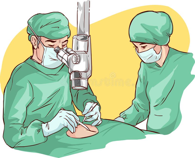 Vector Illustration of Operating Room. Surgeon Team at Work in ...