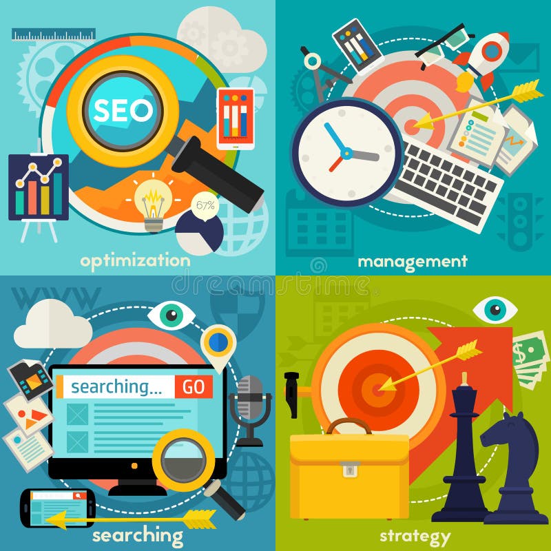 Optimization, Management, Searching and Strategy Concept Stock Vector ...