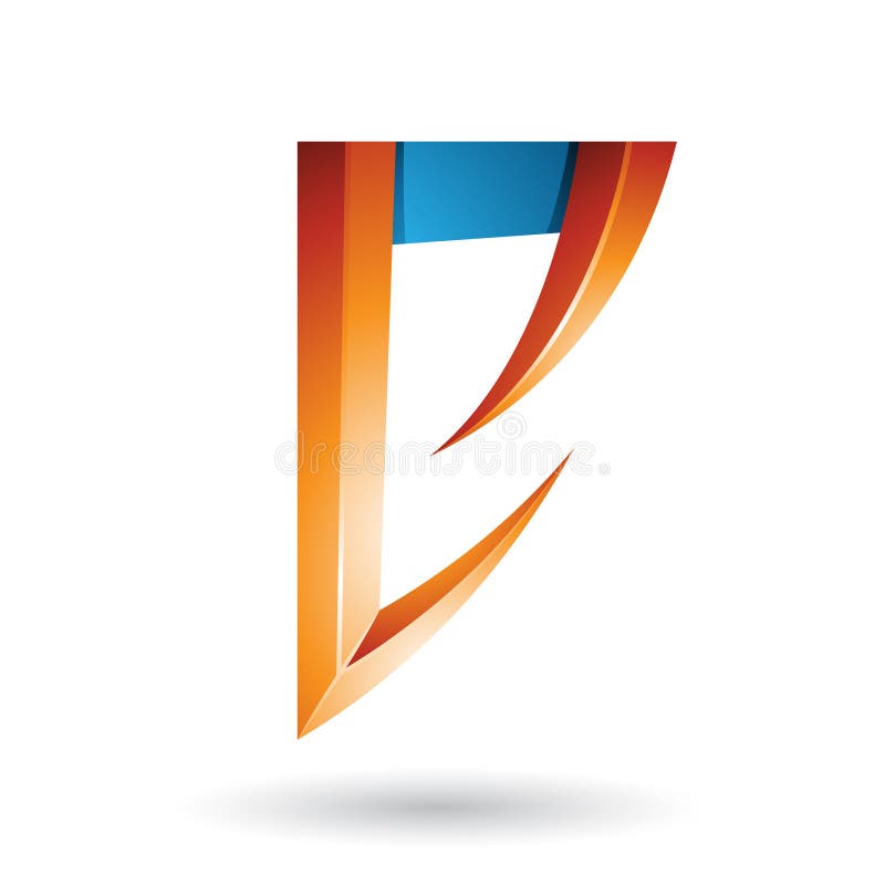 Orange And Blue Arrow Shaped Letter E Isolated On A White Background ...