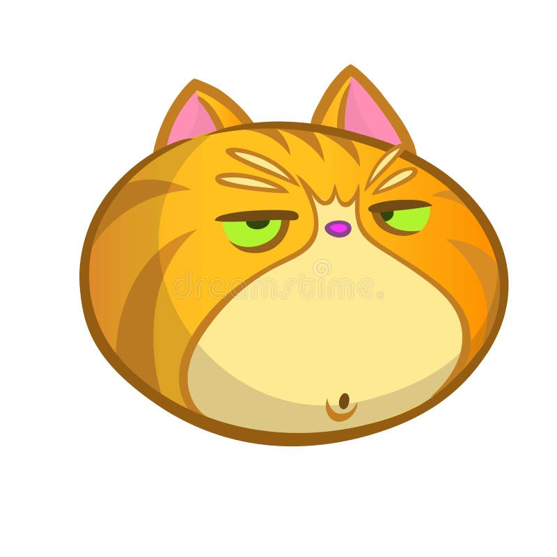 Vector Illustration of Orange Cat Head Cartoon Style. Grumpy Cat ...
