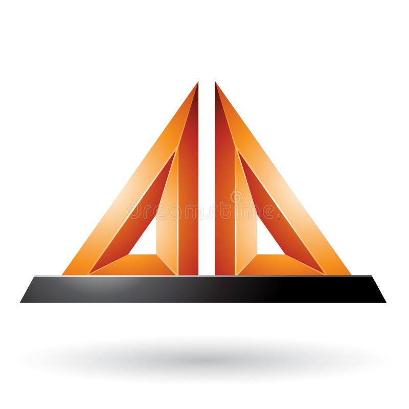 Orange 3d Pyramidical Embossed Shape Isolated on a White Background ...