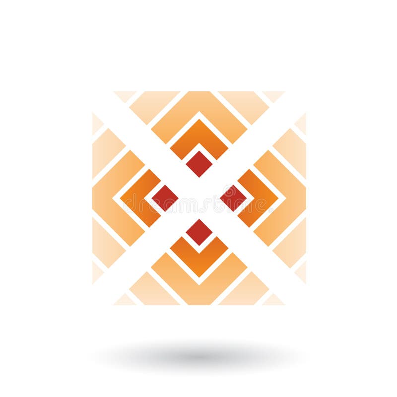 Orange Letter X Icon with Square and Triangles Vector Illustration ...