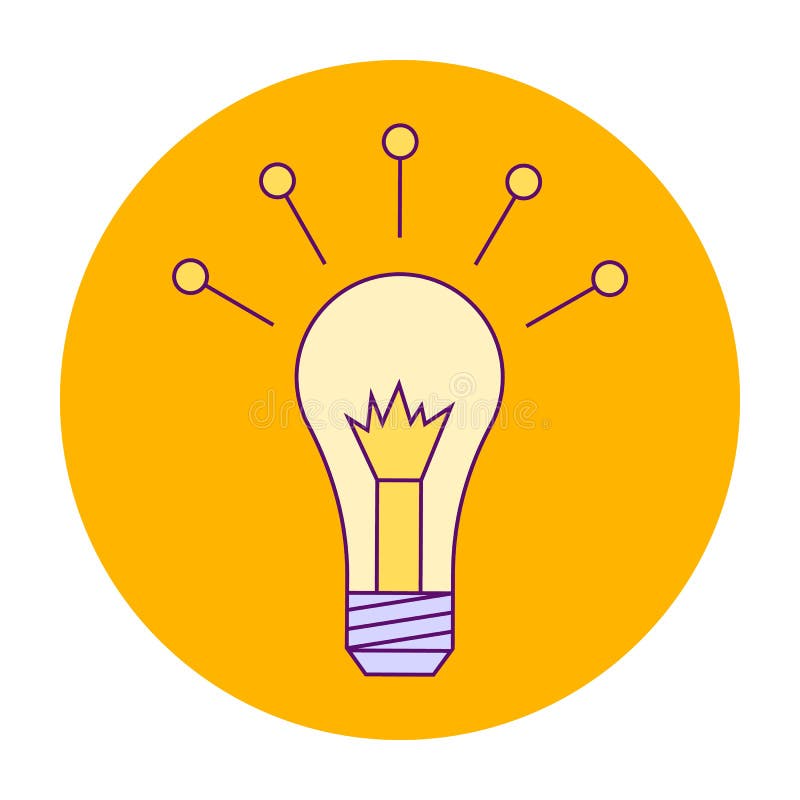 Vector Illustration Orange Round Icon, Light Bulb Stock Vector ...