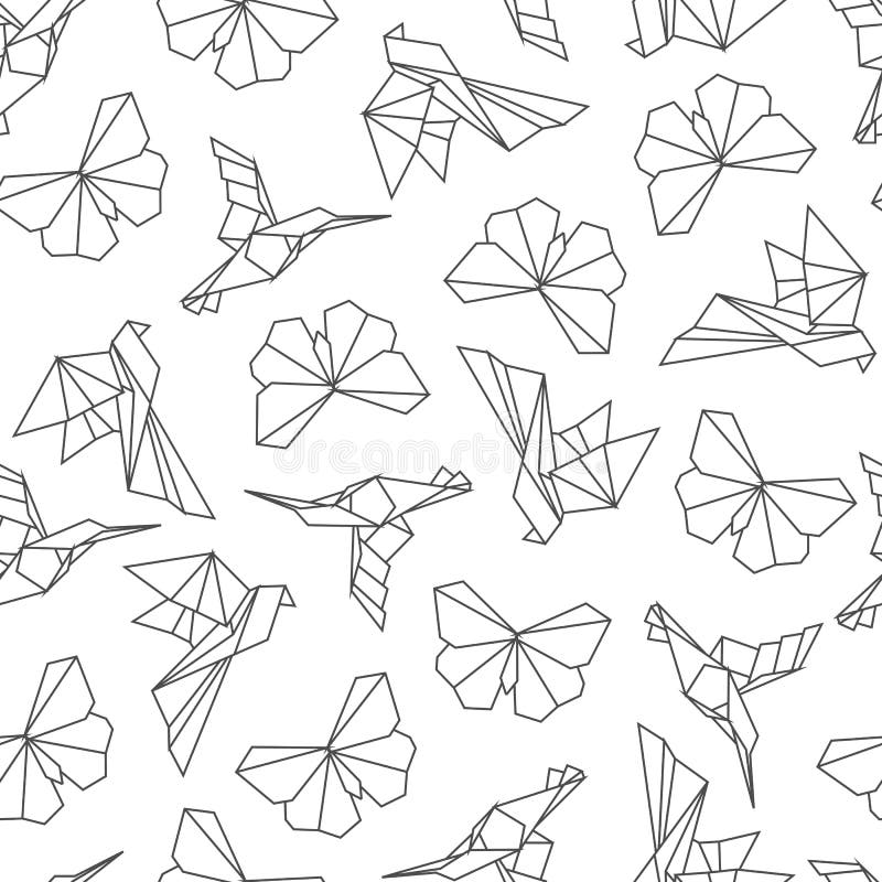 Vector Illustration of Origami Birds Seamless Pattern Stock Vector ...