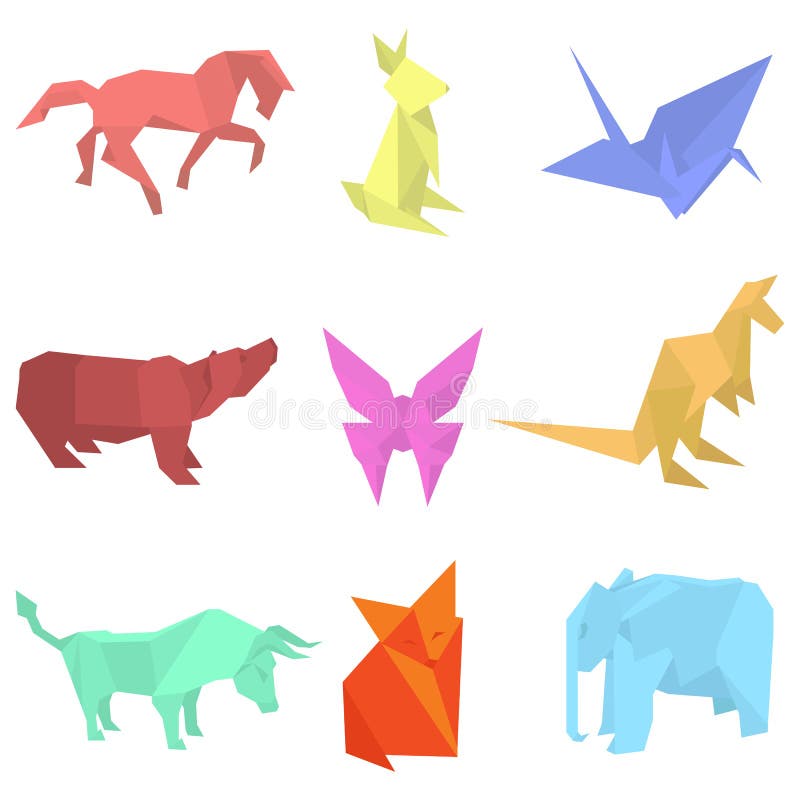 Vector Illustration of Origami Paper Animals Stock Illustration ...