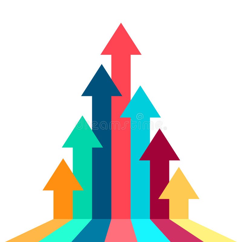 Arrow Rising Toward Same Direction Success Concept Illustration Stock ...