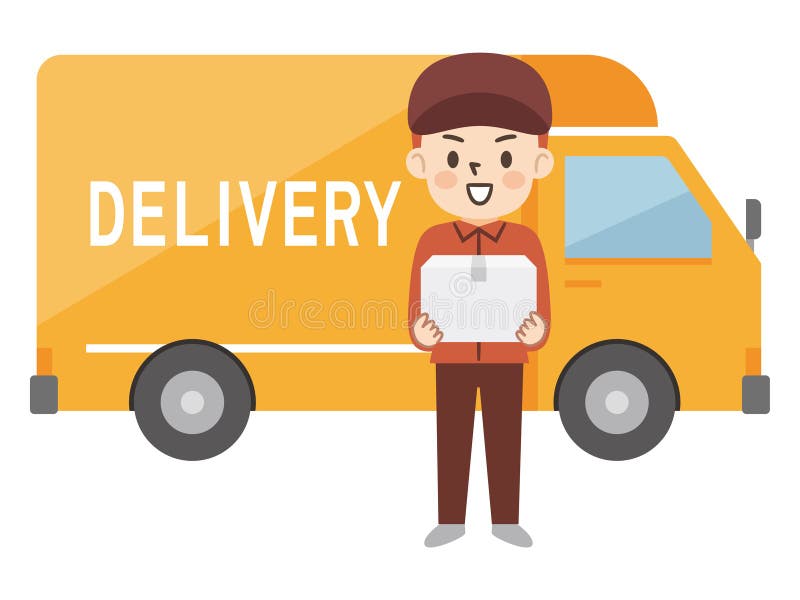 Delivery Courier and Delivery Vehicle Stock Vector - Illustration of ...