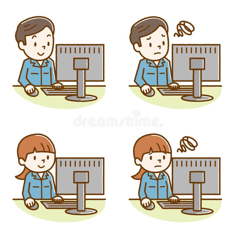 Men and Women Who Operate Personal Computers Stock Vector ...