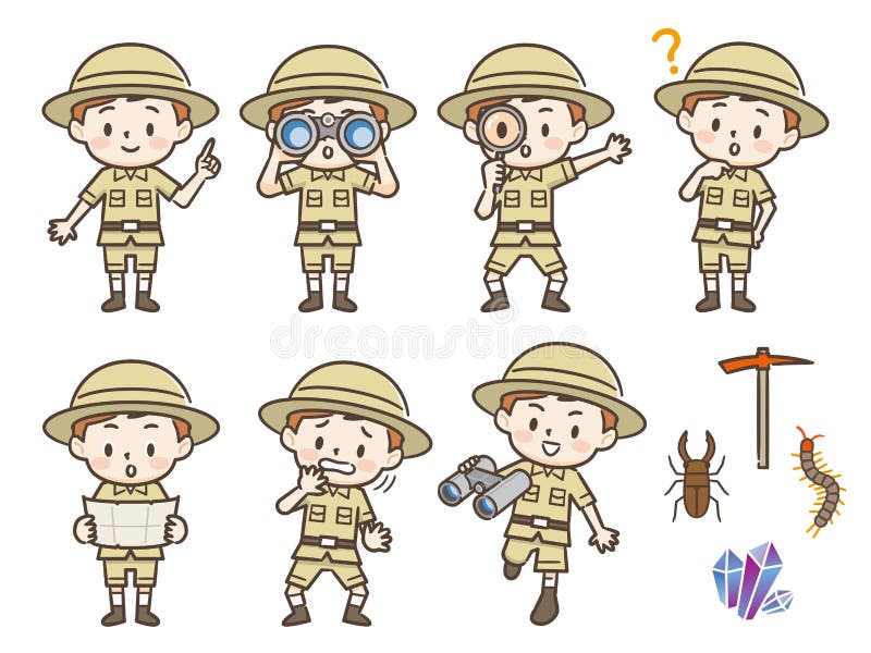 Illustration of Cute Kids of Adventurer Stock Vector - Illustration of ...