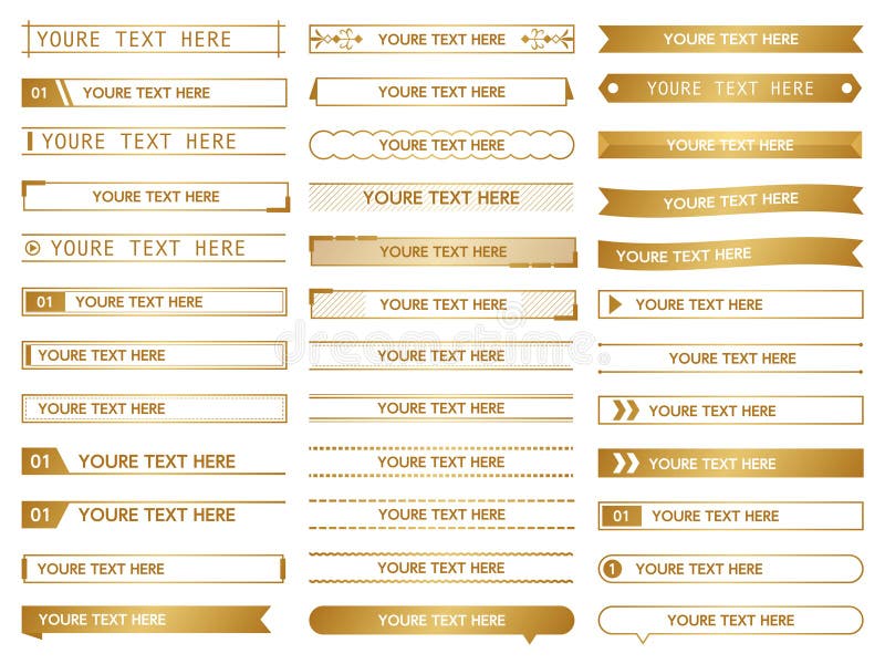 Set of Golden Title Index Tmplete Stock Vector - Illustration of index ...
