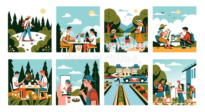 Vector Illustration Outdoor Leisure Set Stock Vector - Illustration of ...